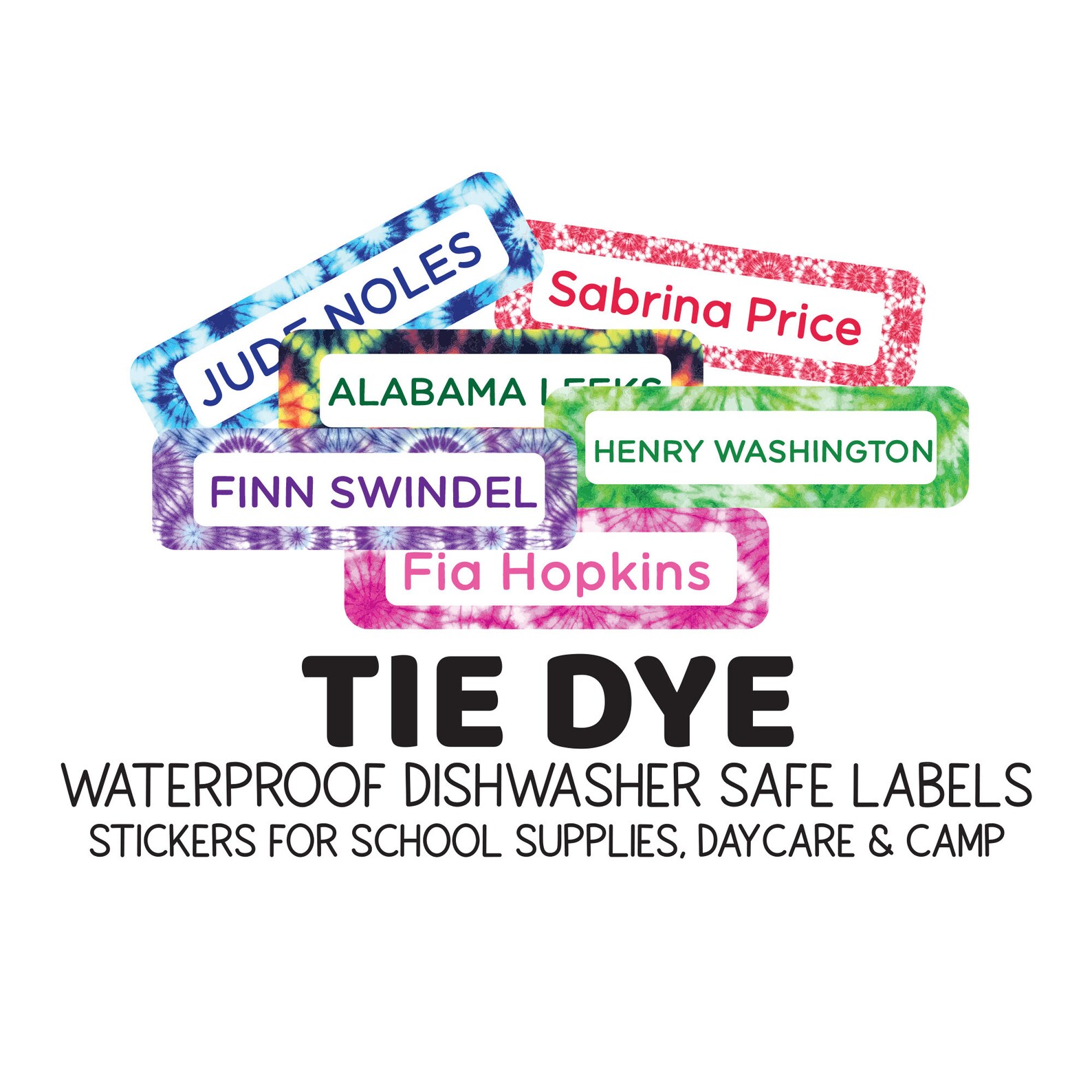 Custom School Labels, Tie Dye Personalized ID Label, Back to School ...