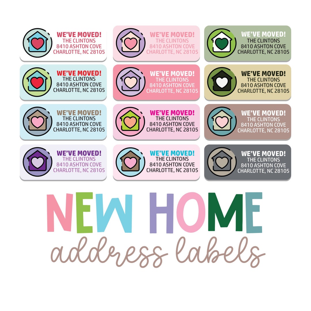 New Home Address Mailing Labels, Just Moved Personalized Address Labels ...