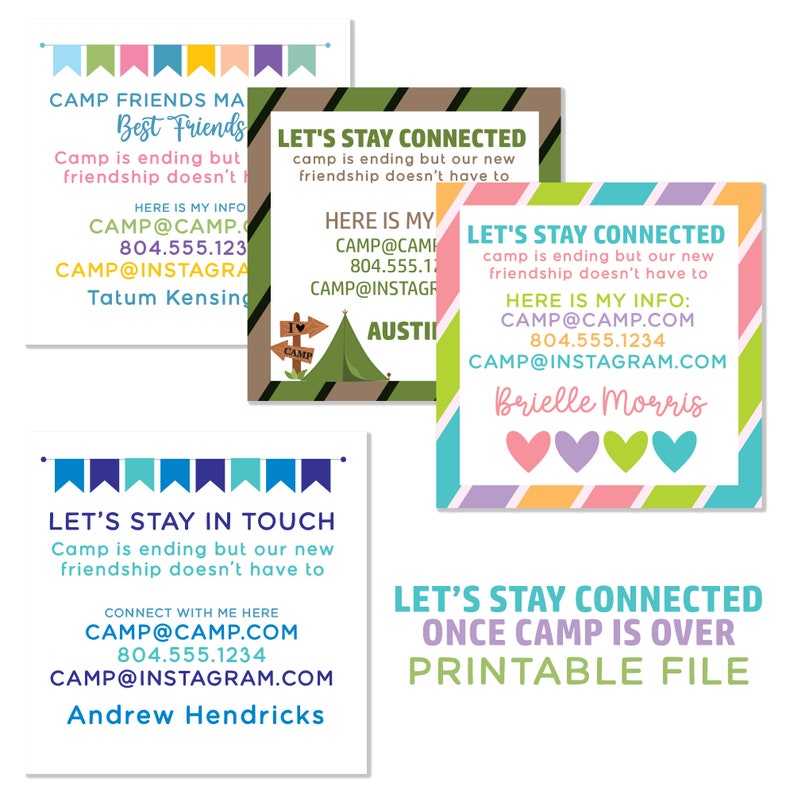 Summer Camp Printable File, Stay in Touch Keep Connected After Camp ...