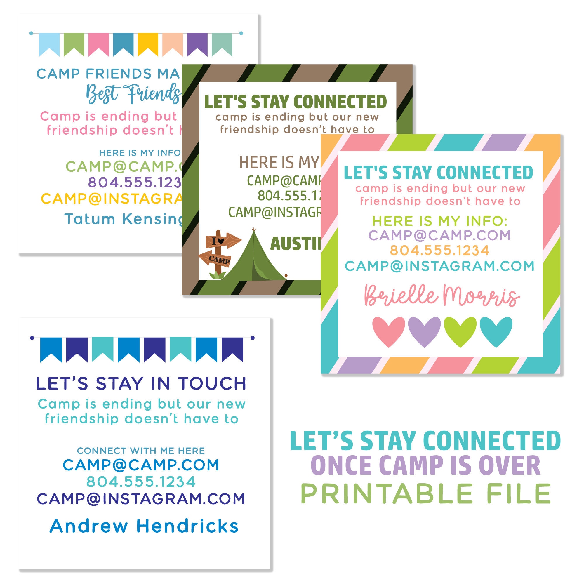 Summer Camp Printable File, Stay in Touch Keep Connected After Camp ...