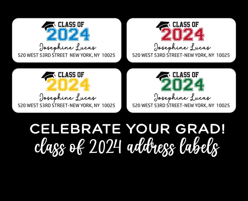 Graduation Labels, 2024 Graduation Address Labels, Return Address ...