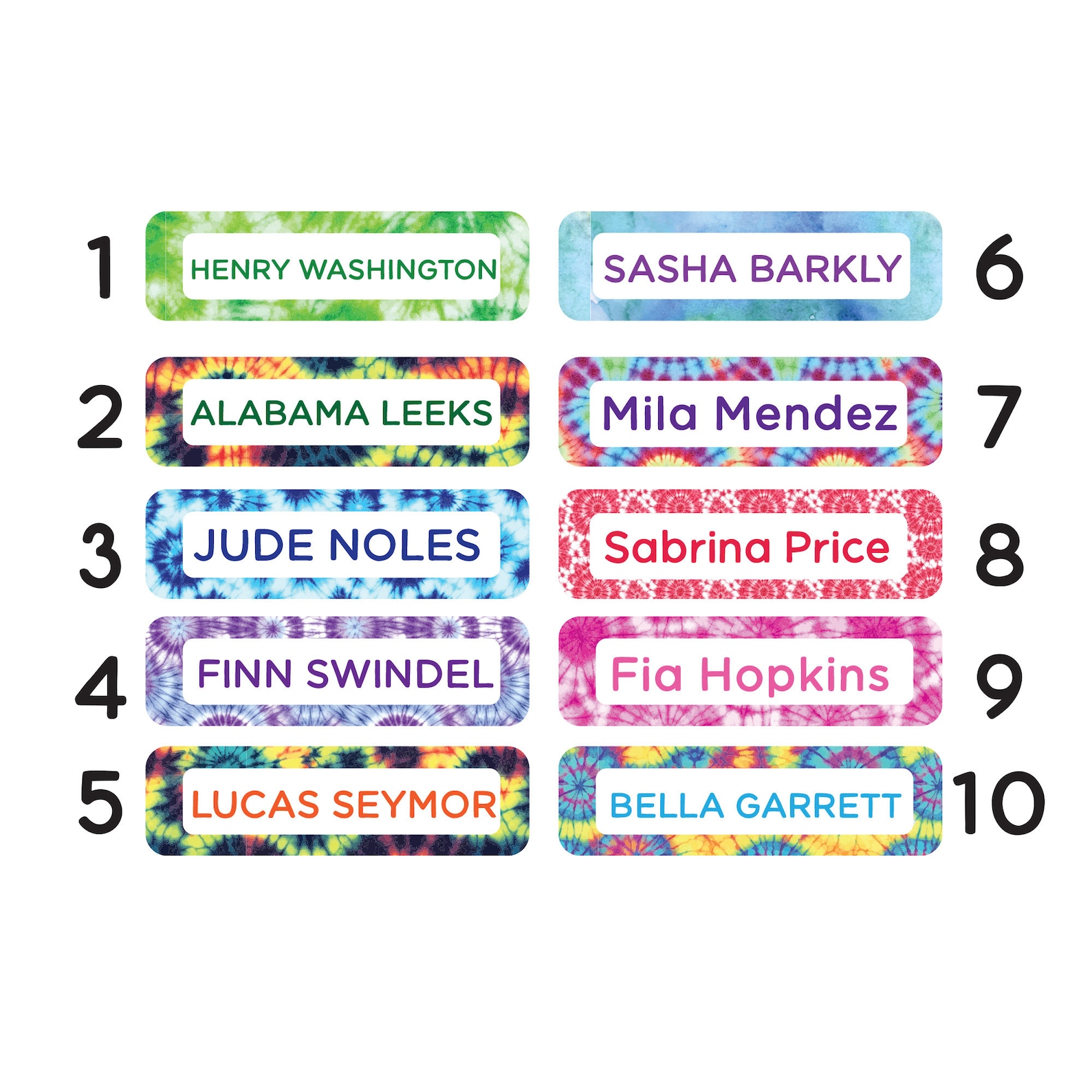 Custom School Labels, Tie Dye Personalized ID Label, Back to School ...