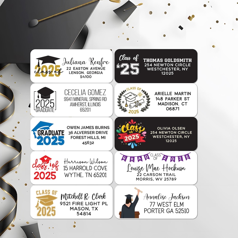 Custom Graduation Stickers / Class of 2025 Address Labels / Custom Grad ...