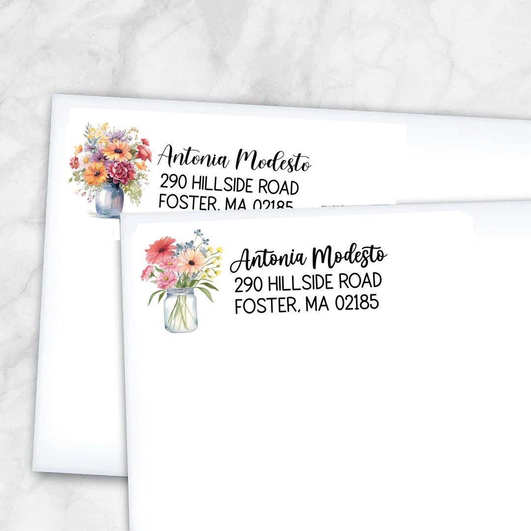 Spring Address Labels | 30 Count Floral Return Mailing Labels ...