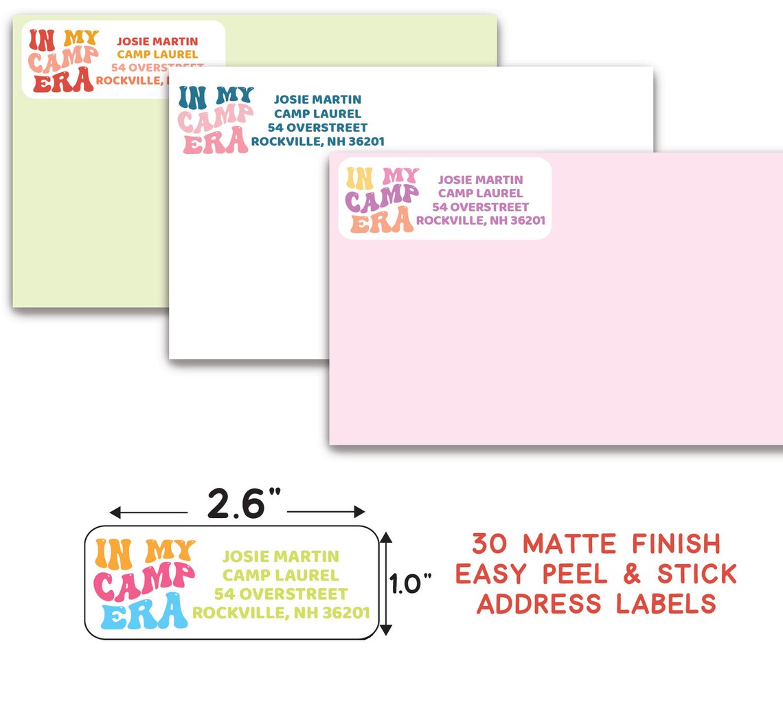 Camp Address Labels, in My Camp Era, 30 Personalized Summer Camp ...