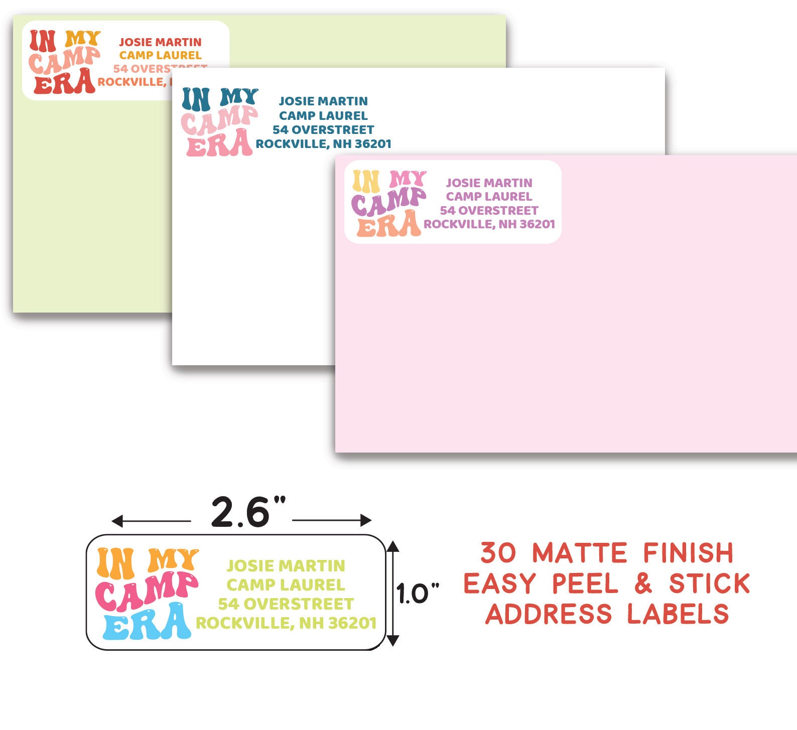 Camp Address Labels, in My Camp Era, 30 Personalized Summer Camp ...