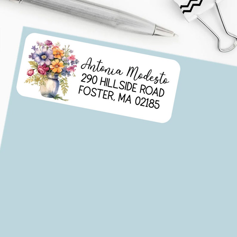 Return Address Labels, Wild Flower Address Labels, Floral Personalized ...