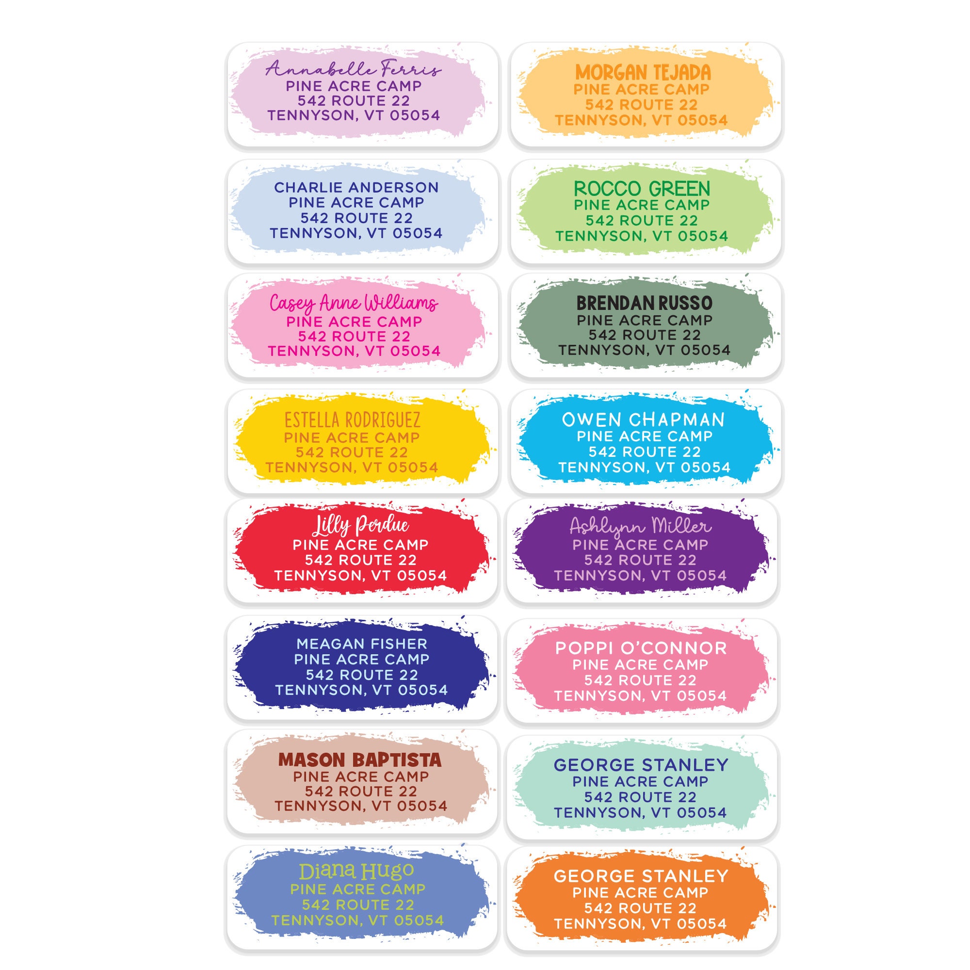 Camp Labels, Personalized Return Mailing Address Stickers for Summer ...