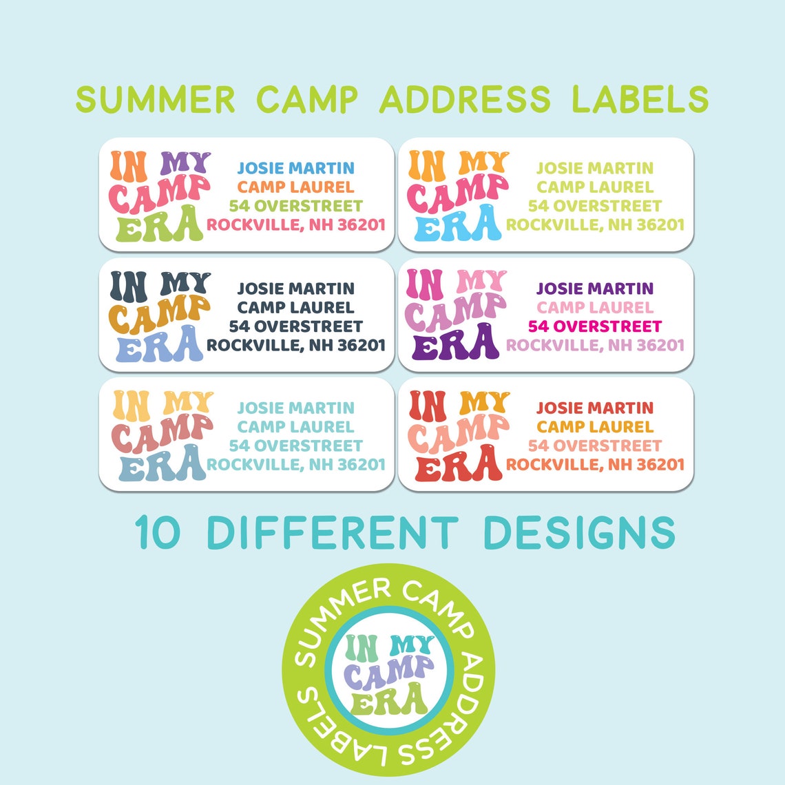 Camp Address Labels, in My Camp Era, 30 Personalized Summer Camp ...