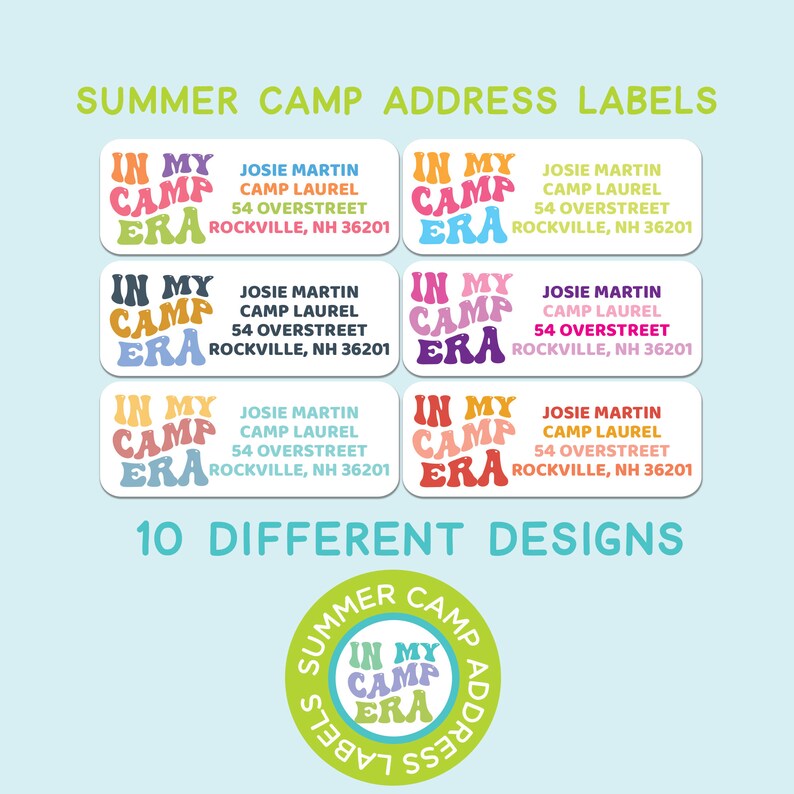 Camp Address Labels, in My Camp Era, 30 Personalized Summer Camp ...
