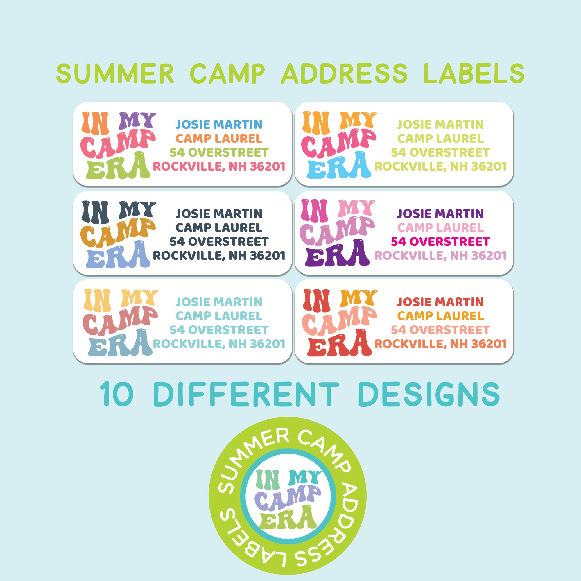 Camp Address Labels, in My Camp Era, 30 Personalized Summer Camp ...
