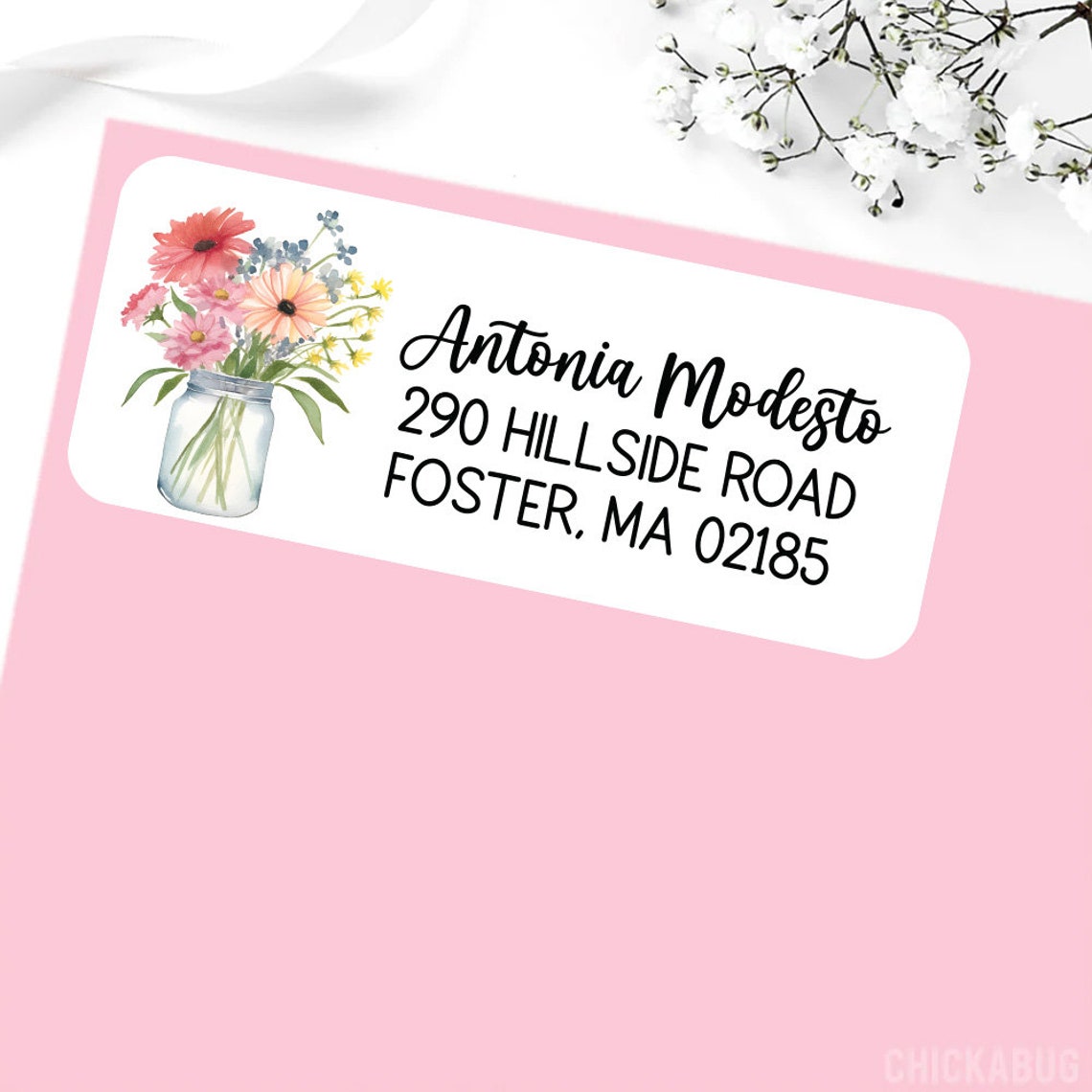 Return Address Labels, Wild Flower Address Labels, Floral Personalized ...