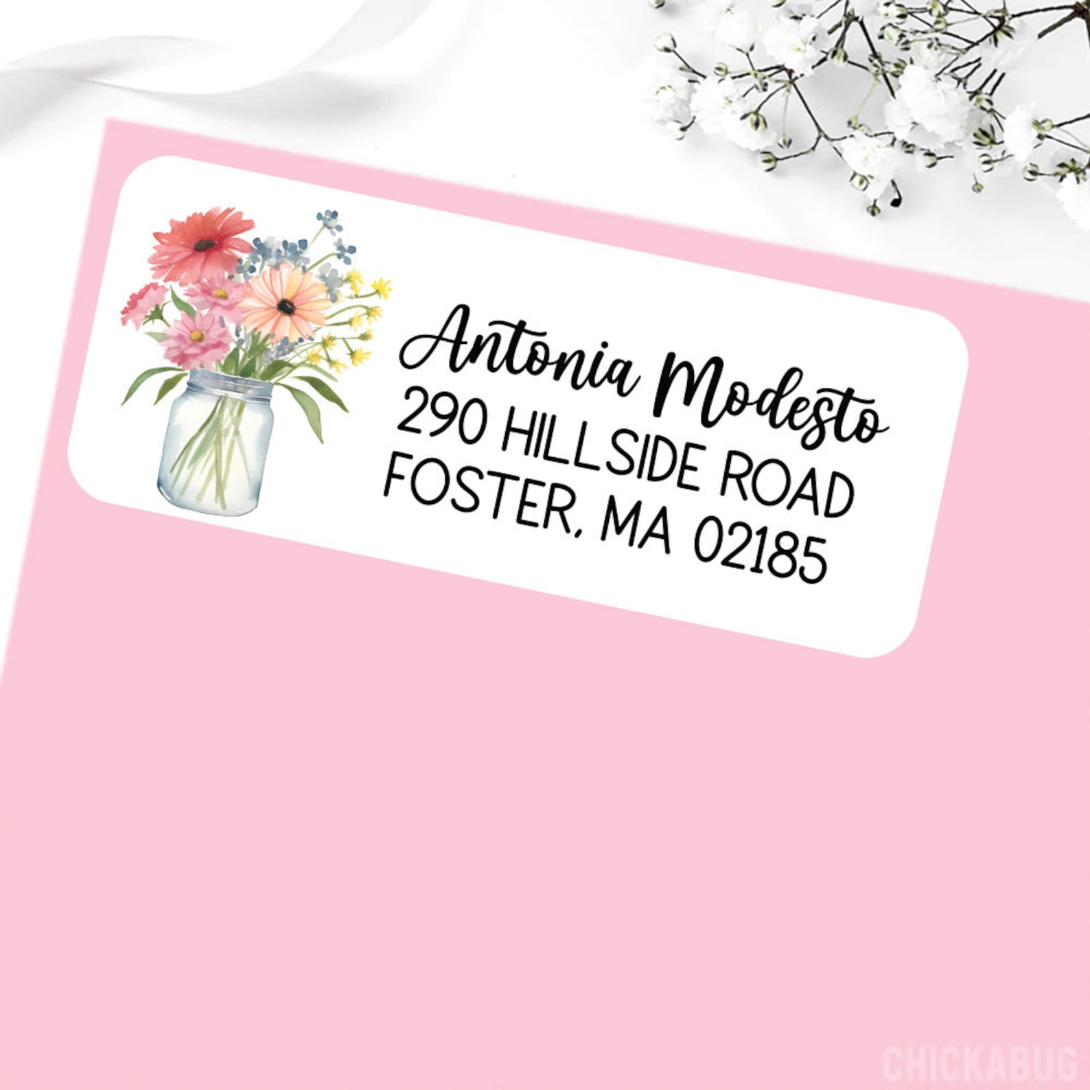 Return Address Labels, Wild Flower Address Labels, Floral Personalized ...