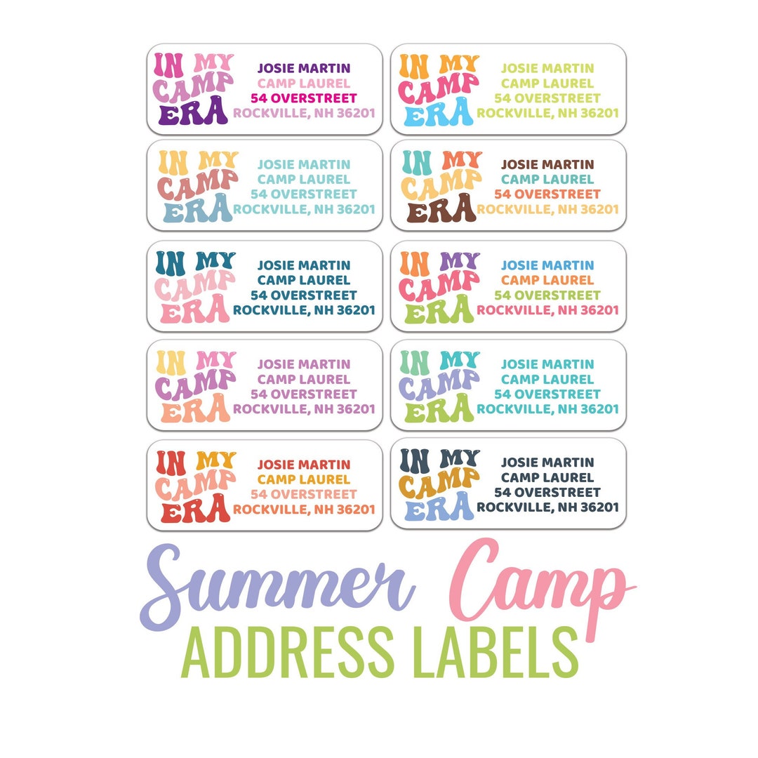 Camp Address Labels, in My Camp Era, 30 Personalized Summer Camp ...