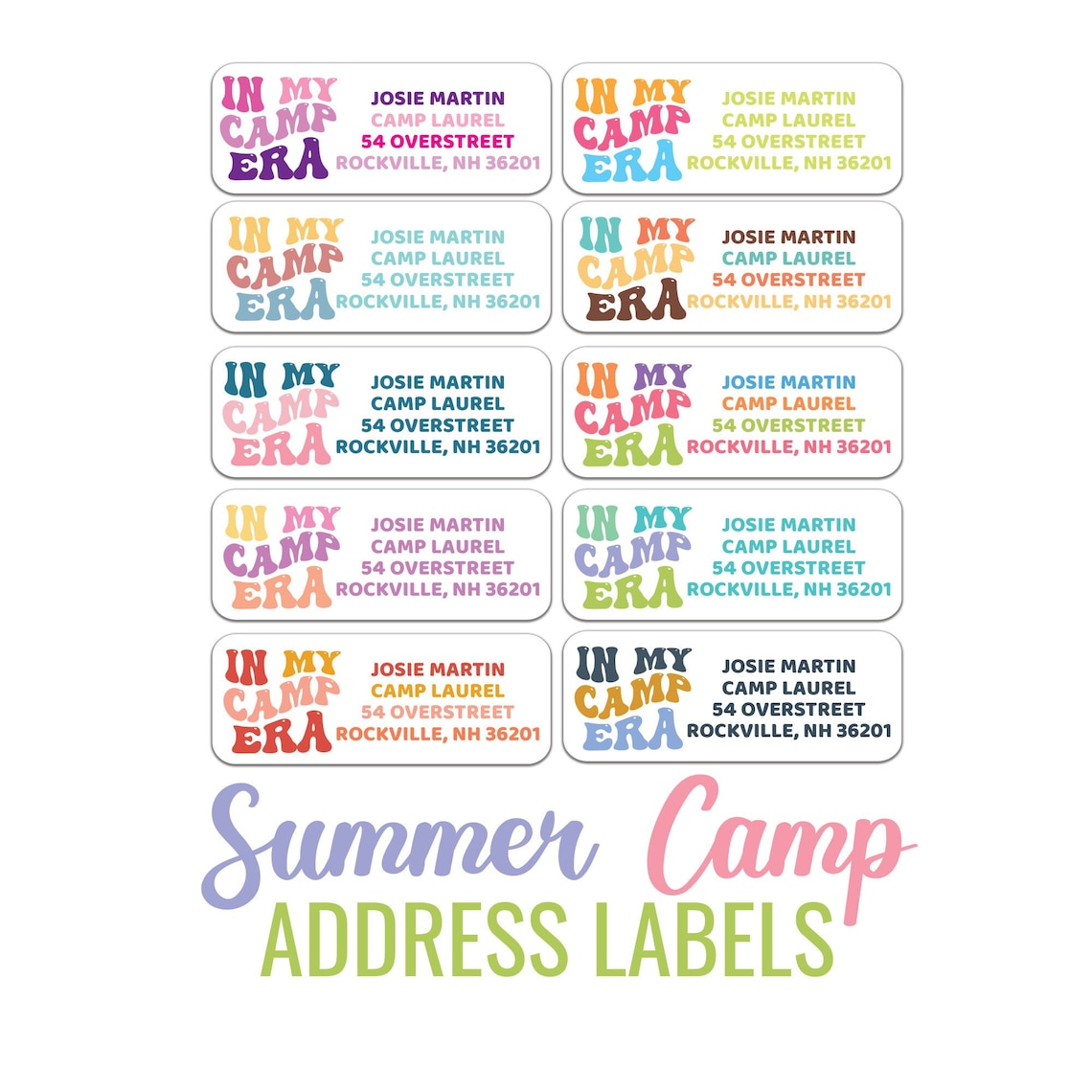 Camp Address Labels, in My Camp Era, 30 Personalized Summer Camp ...