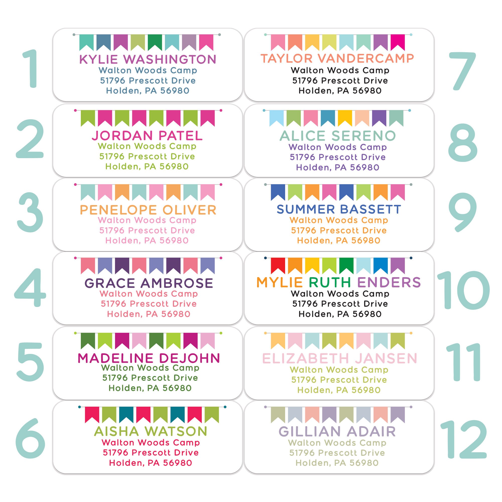 Camp Labels, Personalized Summer Camp Return Mailing Address Stickers ...