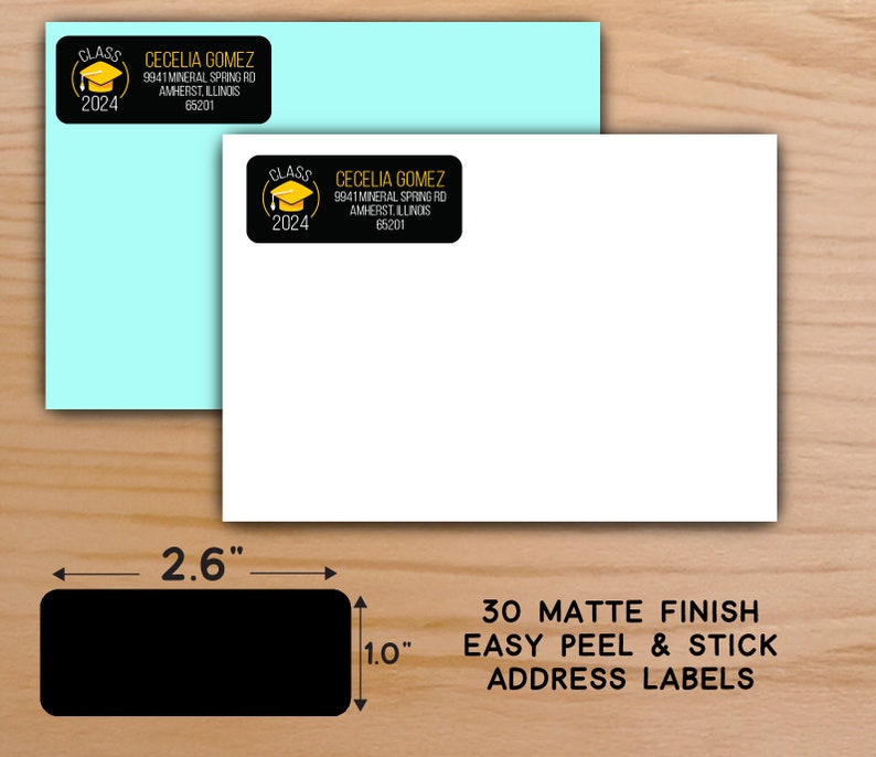 Graduation Address Labels | 30 Personalized Class of 2024 Return ...