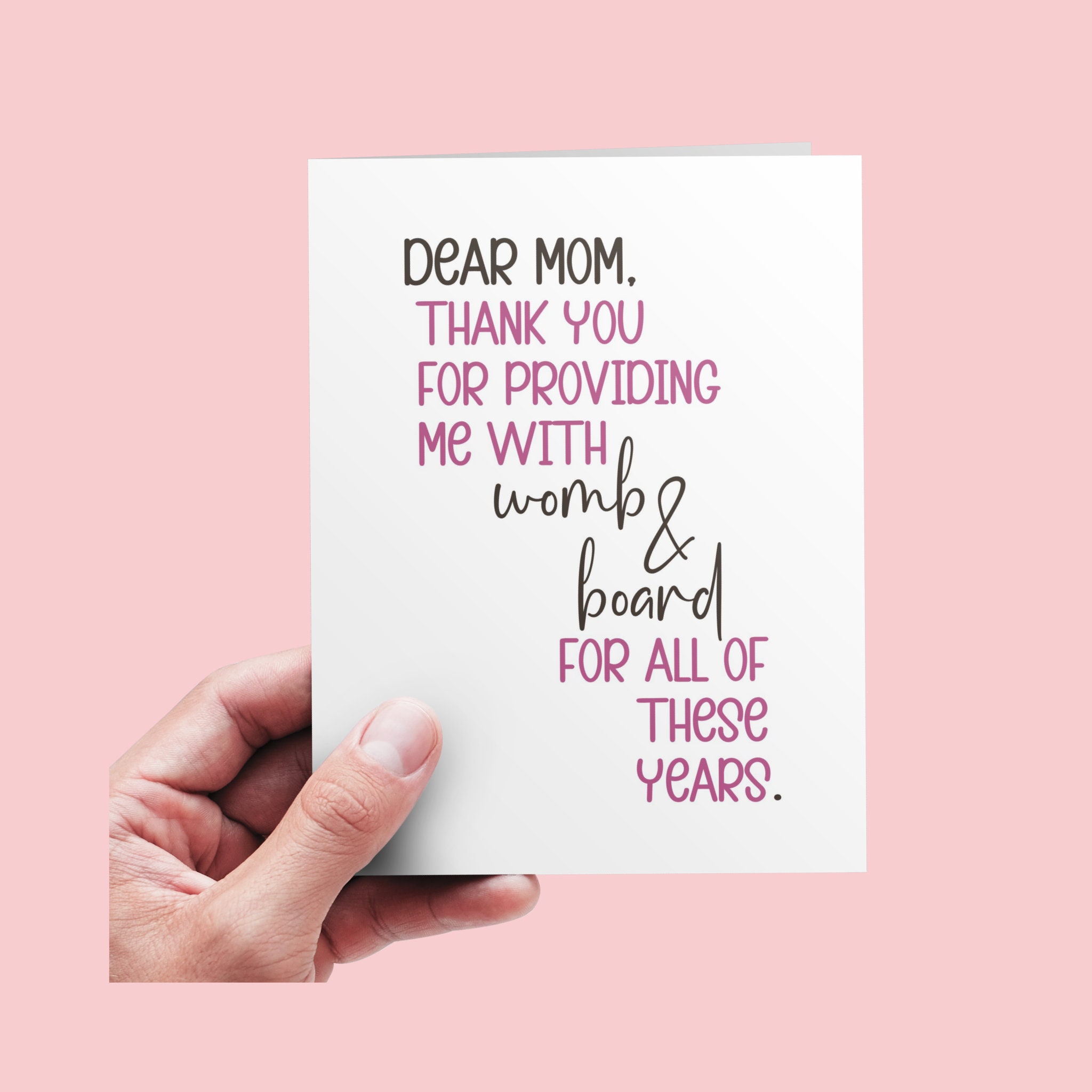 Mother's Day Greeting Card, Mom Day Card, Cute Card, Funny Card, Thank ...