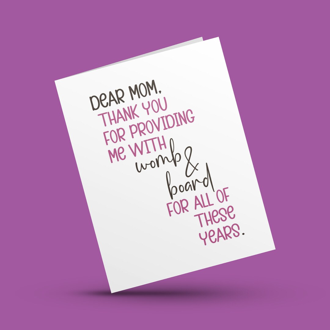 Mother's Day Greeting Card, Mom Day Card, Cute Card, Funny Card, Thank ...