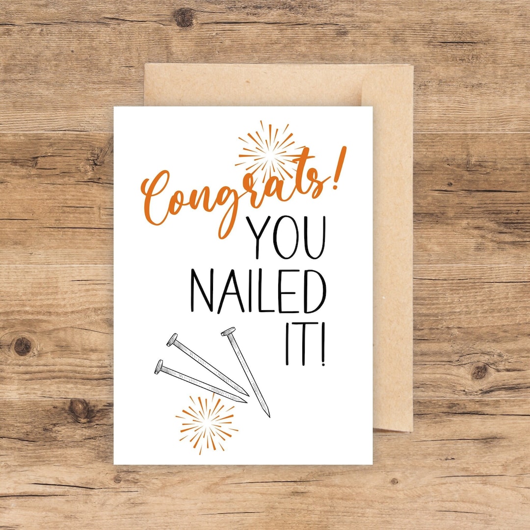 You Nailed It Greeting Card, Cute Card, Congratulations Card, Card With ...