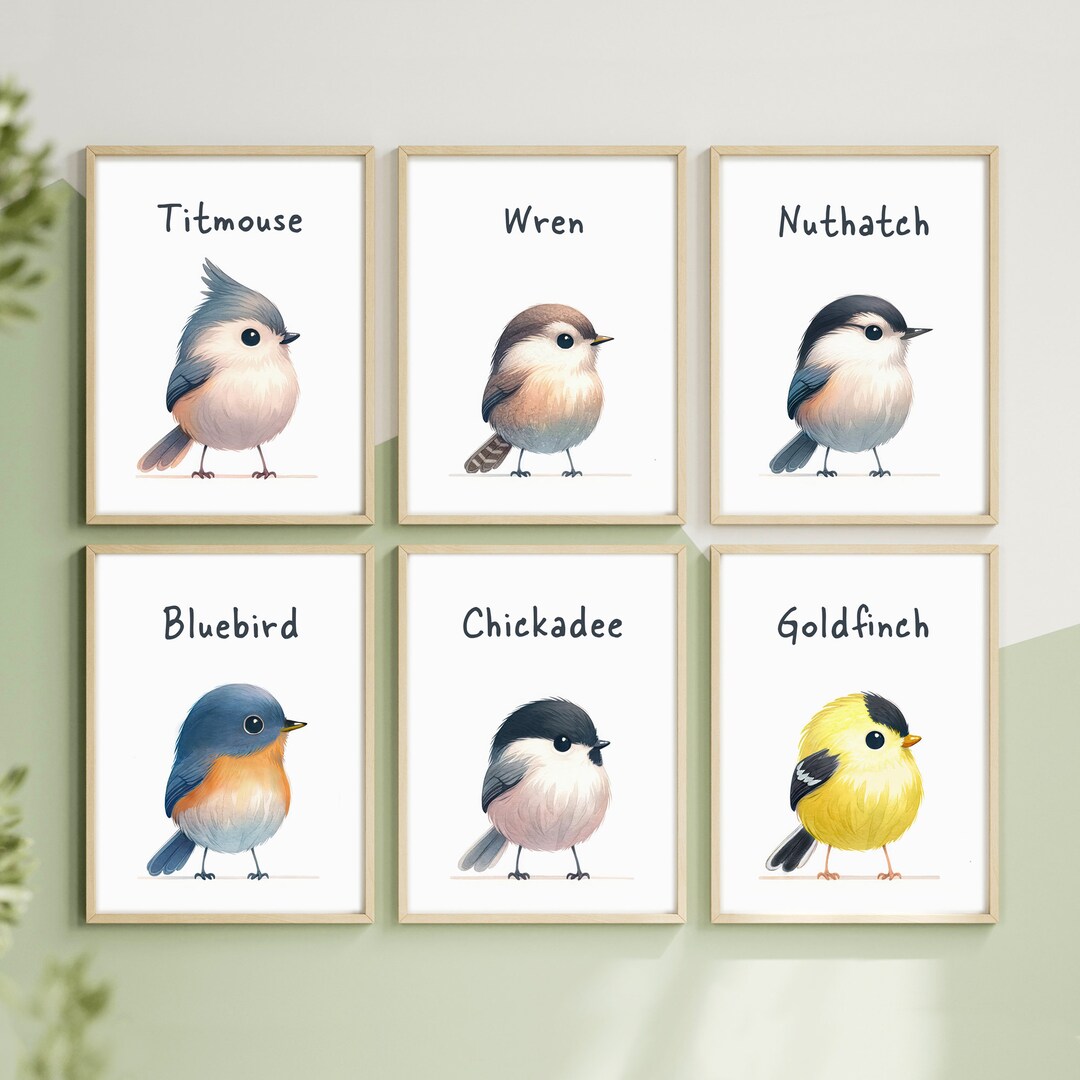 Adorable Bird Art Printables for Nursery and Toddler Room - Set of 6 ...