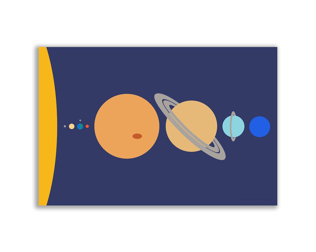 Modern Solar System Art Print – Scaled Planets, Educational Decor ...