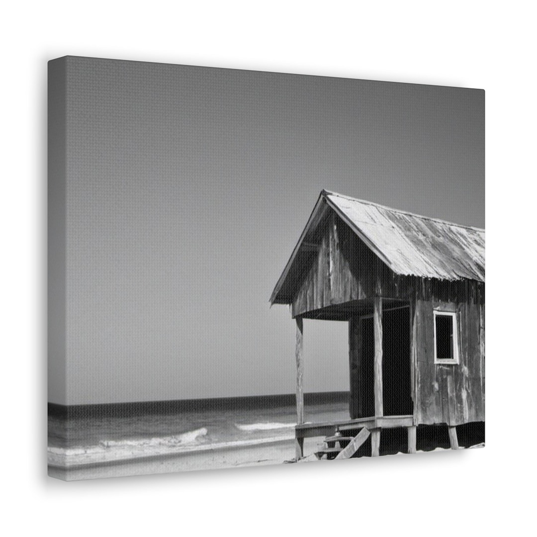 Black and White Surf Shack Print - Etsy