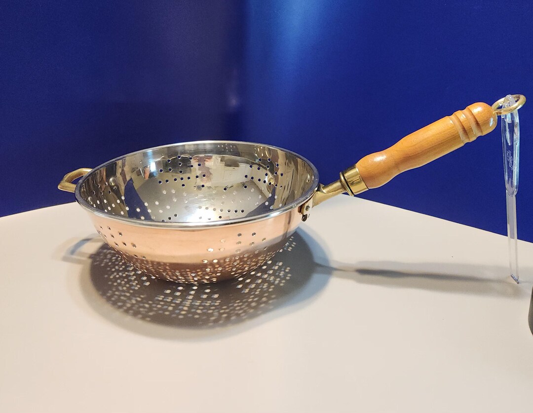 Large 9-inch Wide Copper Colander/strainer Lined With Nickel and Long ...
