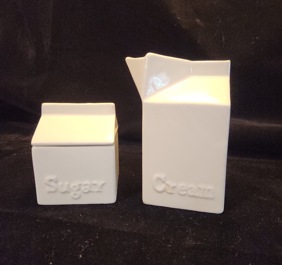 Vintage Ceramic Milk-carton Design Creamer and Lidded Sugar Bowl - Etsy