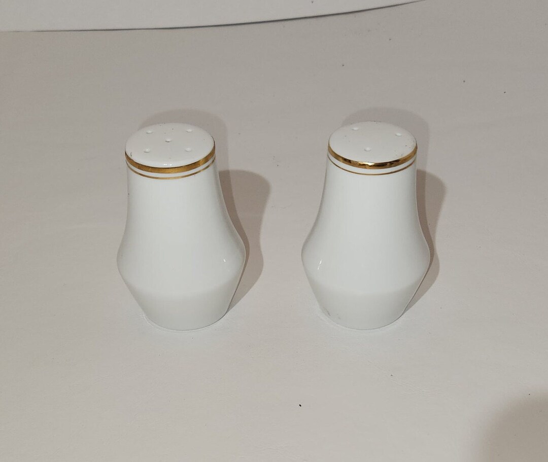 Vintage Regency Gold Patterned Porcelain Salt and Pepper Shaker Set - Etsy