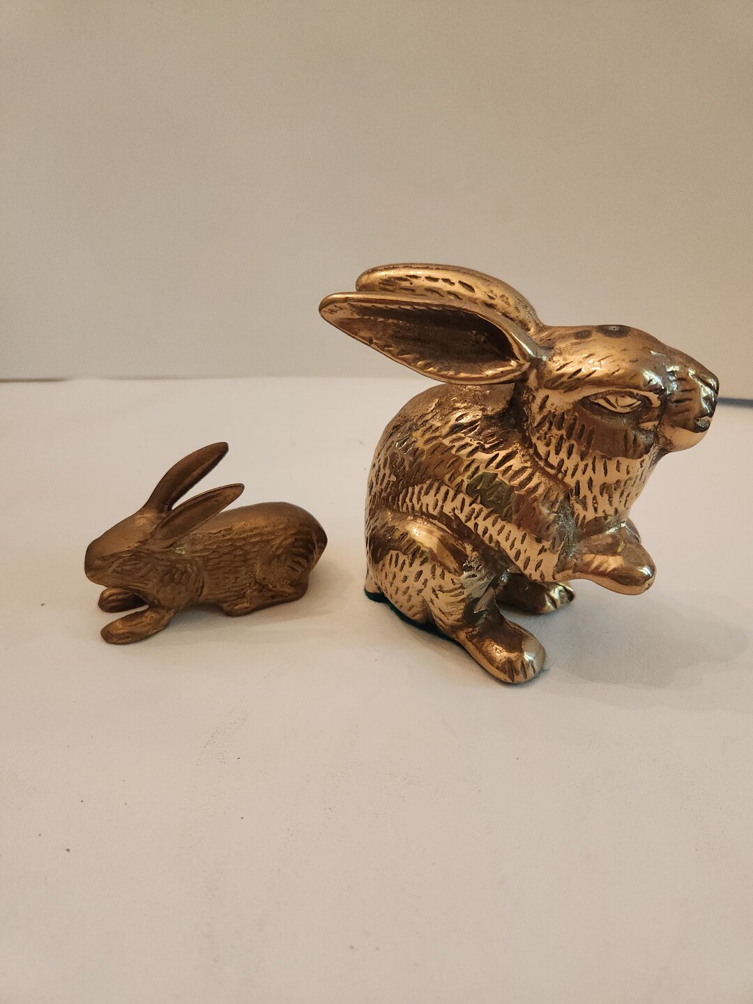 Vintage Pair of Solid Brass Rabbit Statuettes - Etsy