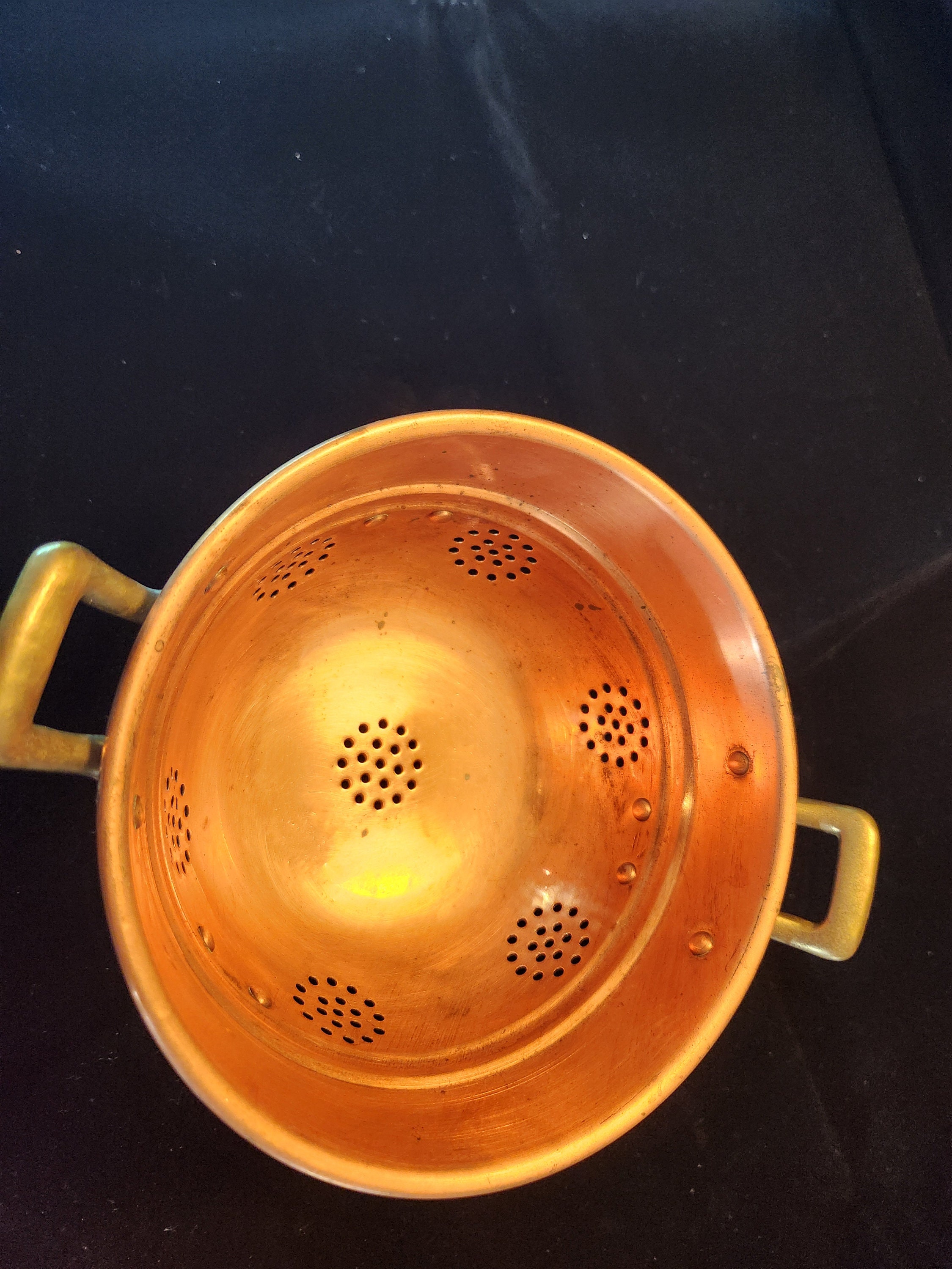 Vintage Solid Copper Berry Colander With Brass Handles and Legs - Etsy