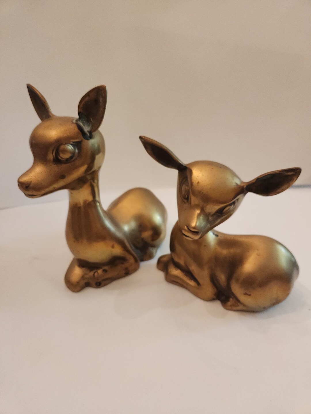 Vintage Solid Brass Reclining Doe and Fawn Statue Set - Etsy