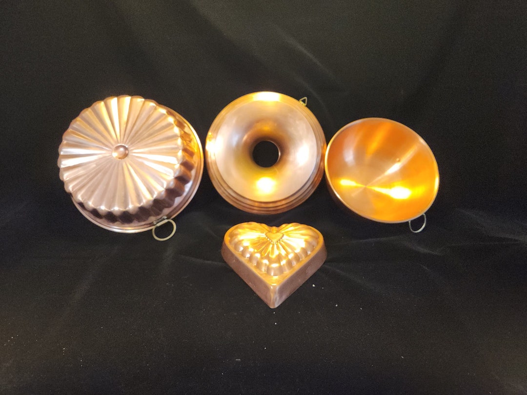 Vintage Solid Copper Set of 3 Food/gelatin Molds Lined With Nickel, and ...