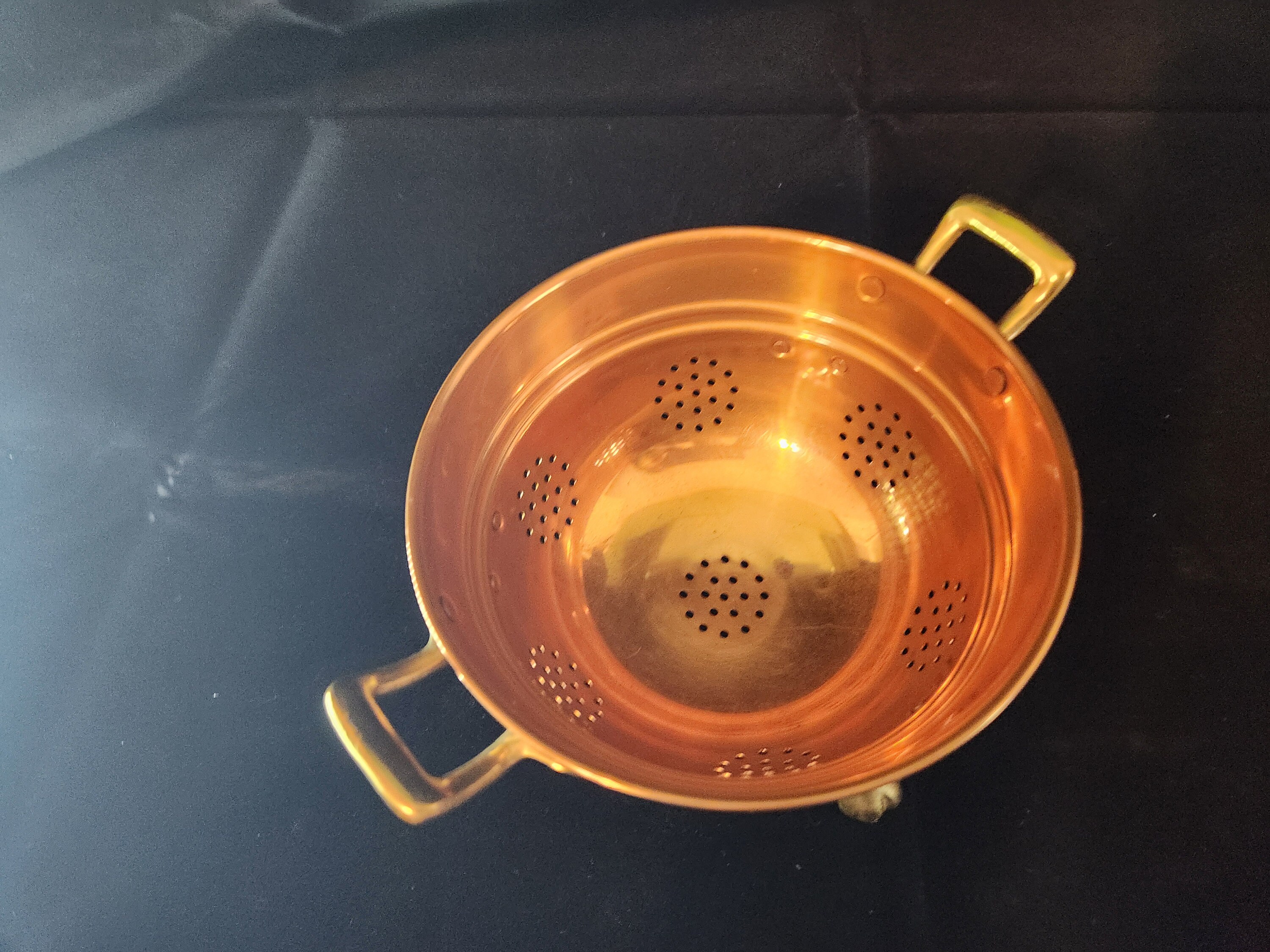 Vintage Solid Copper Berry Colander With Brass Handles and Legs - Etsy