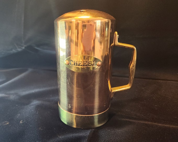 Vintage Copper Grated Cheese Shaker With Brass Handle, Base, and Label ...