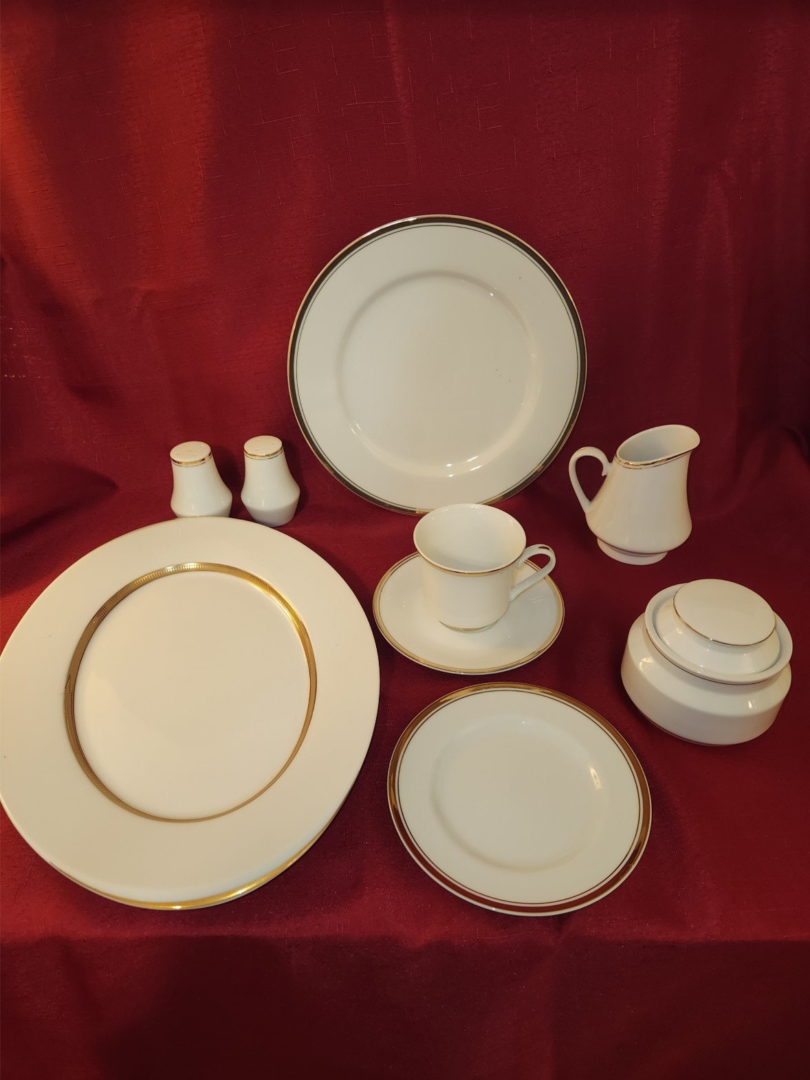 Vintage Regency Gold Patterned Porcelain Salt and Pepper Shaker Set - Etsy