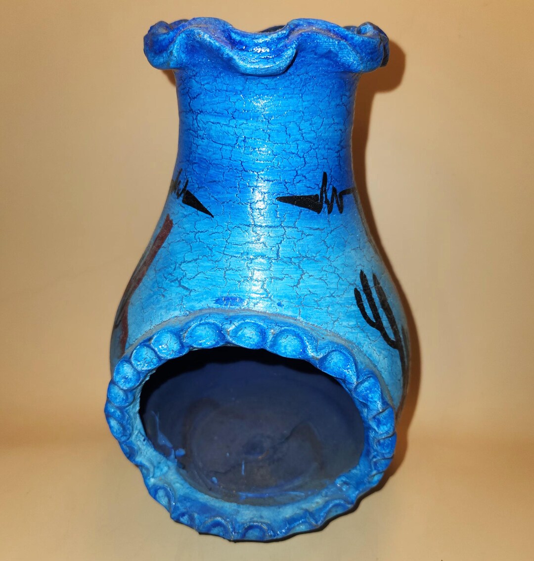 Vintage Blue Tabletop Chiminea With Dancing Kokopelli Painted on It - Etsy