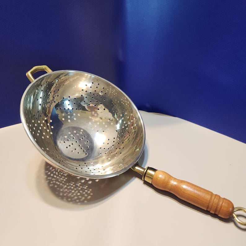 Large 9-inch Wide Copper Colander/strainer Lined With Nickel and Long ...
