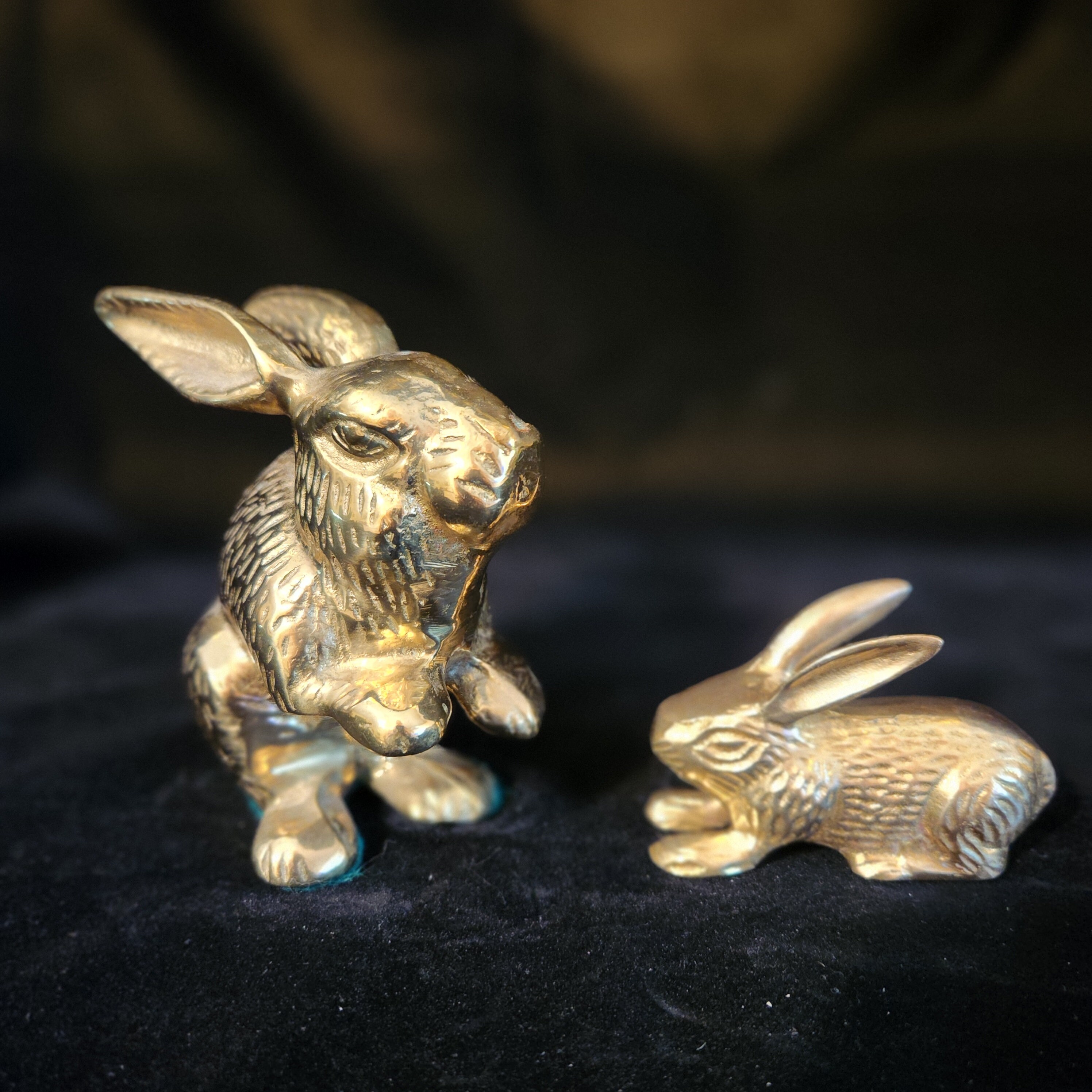 Vintage Pair of Solid Brass Rabbit Statuettes - Etsy