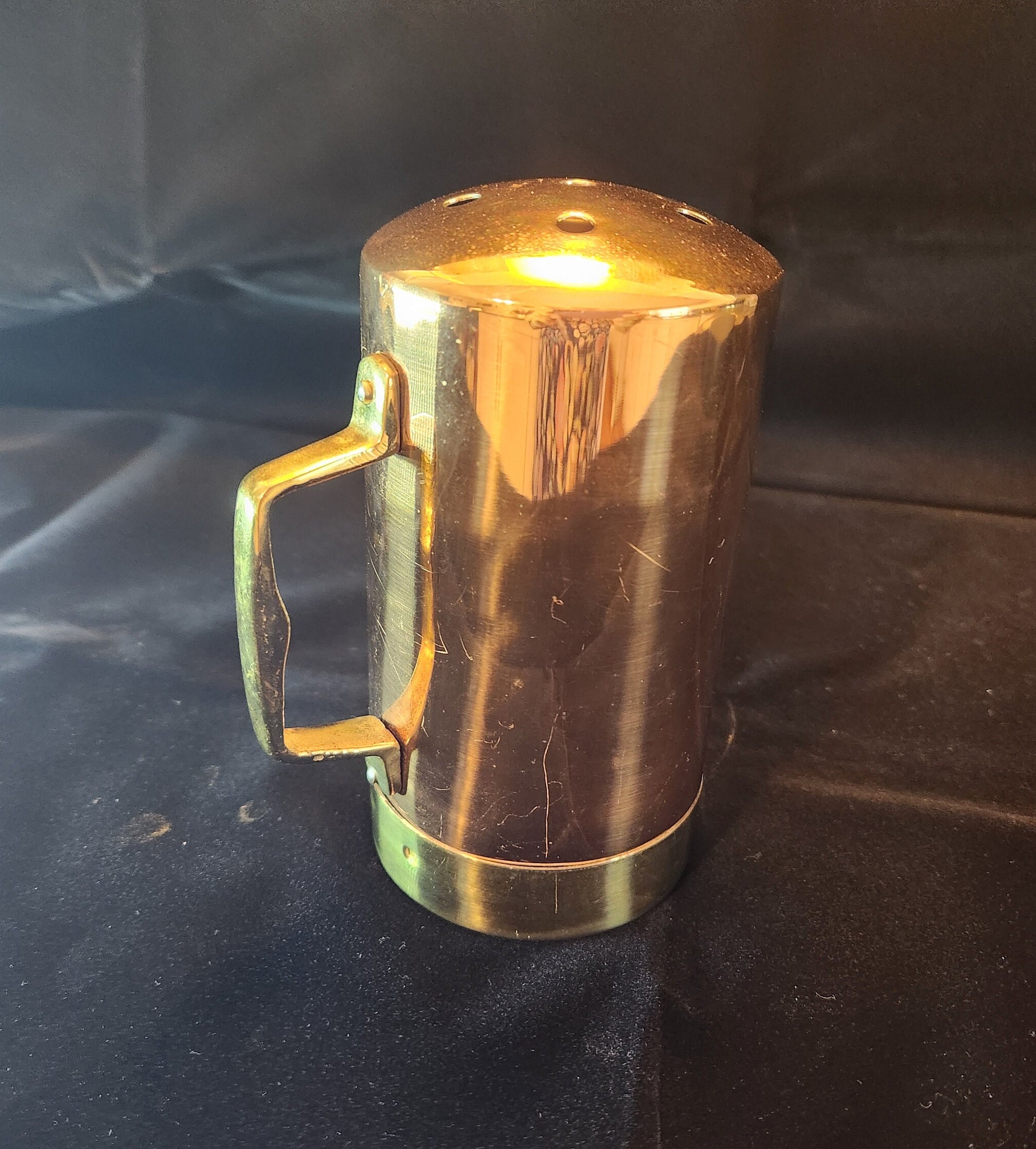 Vintage Copper Grated Cheese Shaker With Brass Handle, Base, and Label ...