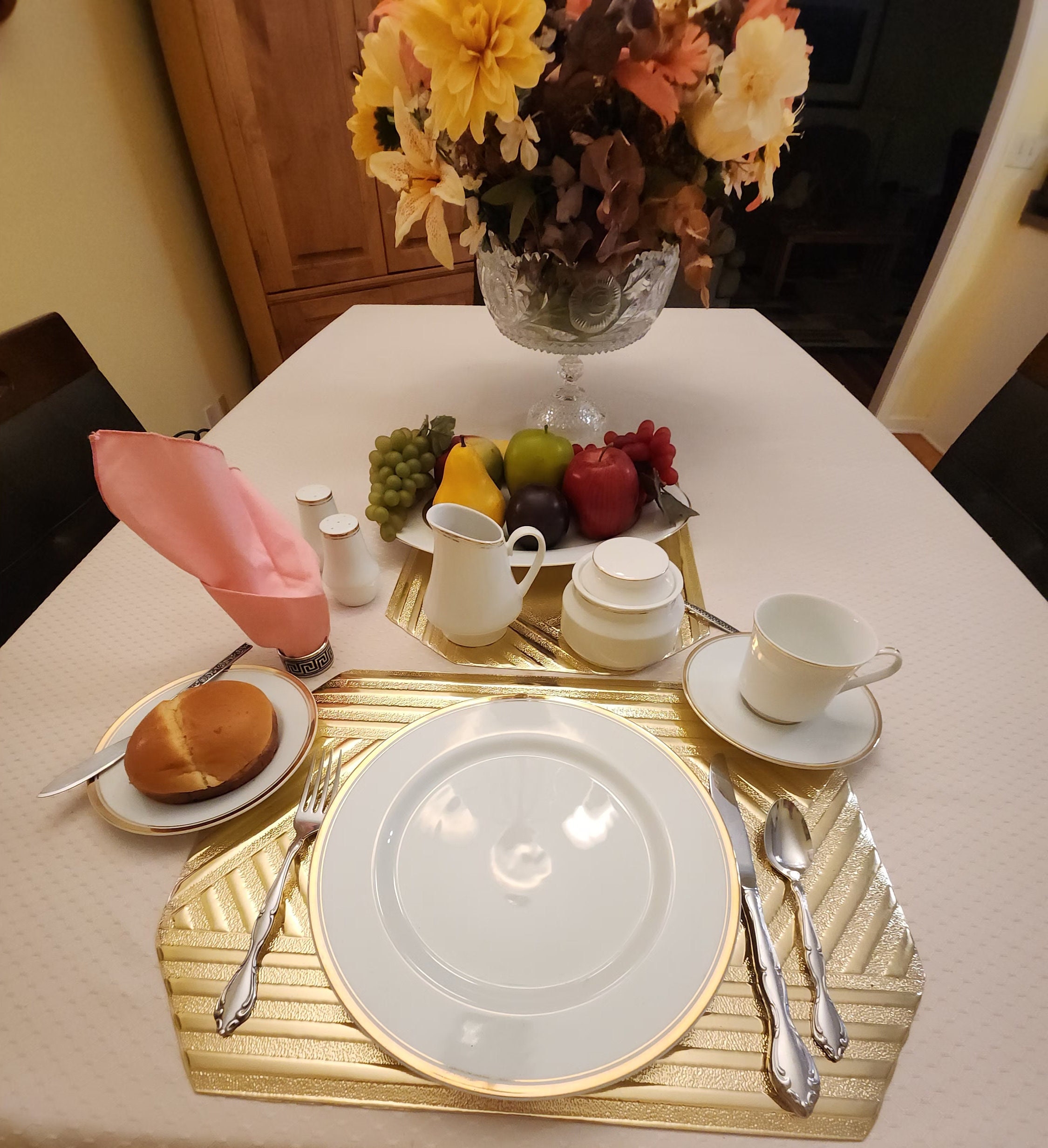 Vintage Regency Gold Patterned Porcelain Salt and Pepper Shaker Set - Etsy