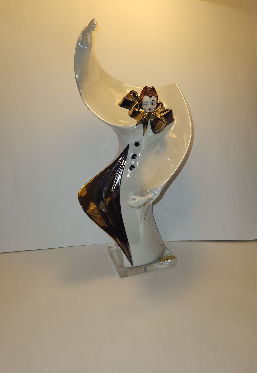 Rare Vintage Galos Porcelana Porcelain Clown Figurine With Upraised and ...