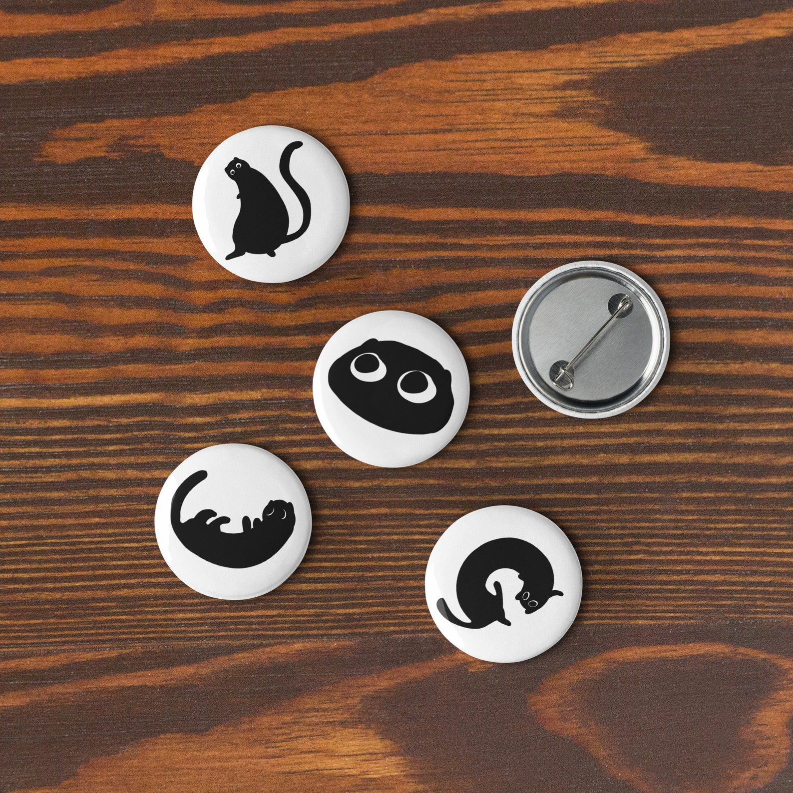 Cute Black Void Cat Set of Pin Buttons Aesthetic Gift - Etsy