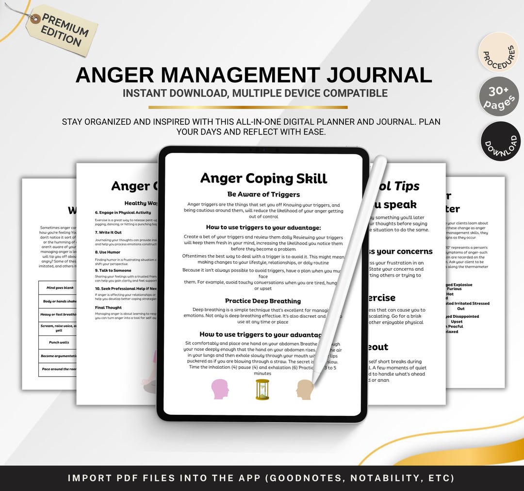 Anger Management Journal Printable, Emotional Regulation PDF, Self ...