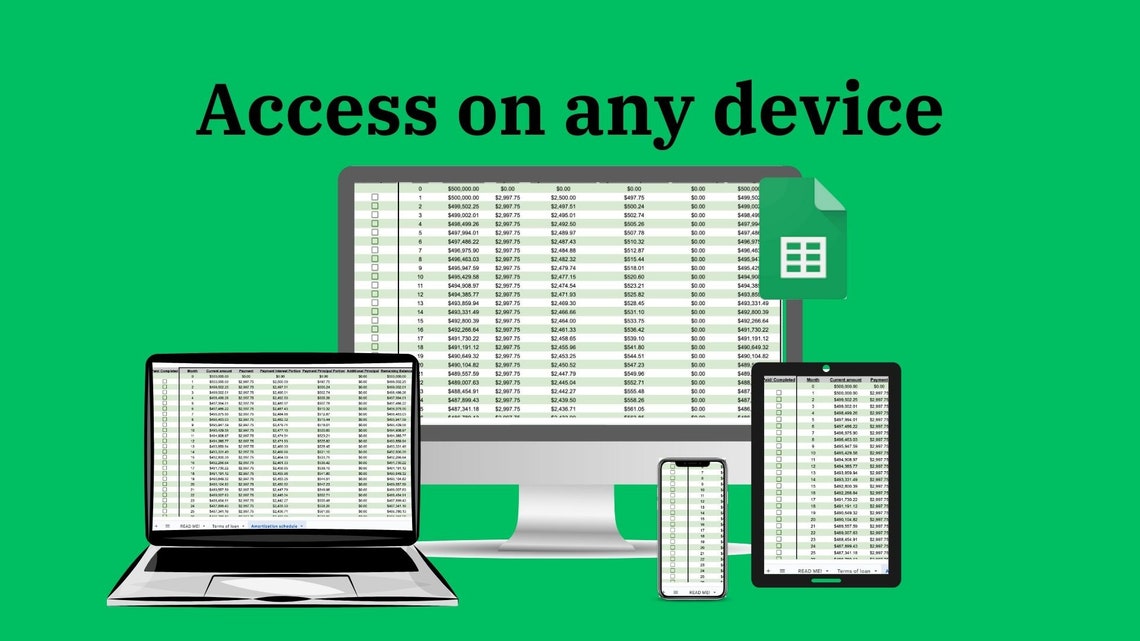 Loan Payment Schedule Google Sheets Template - Etsy