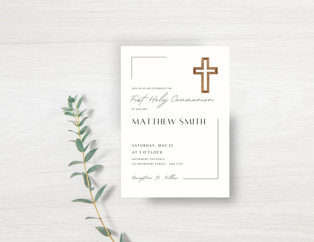 Custom Holy Communion Invitation: Minimalist Design (digital Download ...