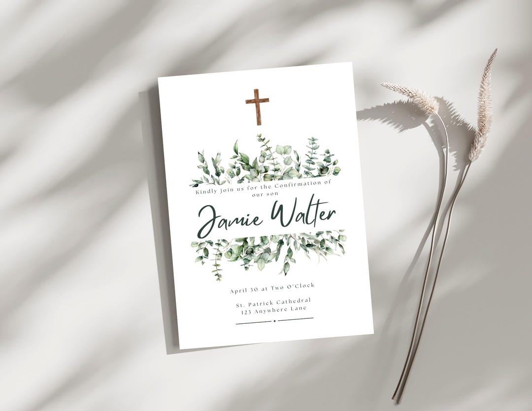 Editable Confirmation Invitation Template: Greenery Design (digital ...