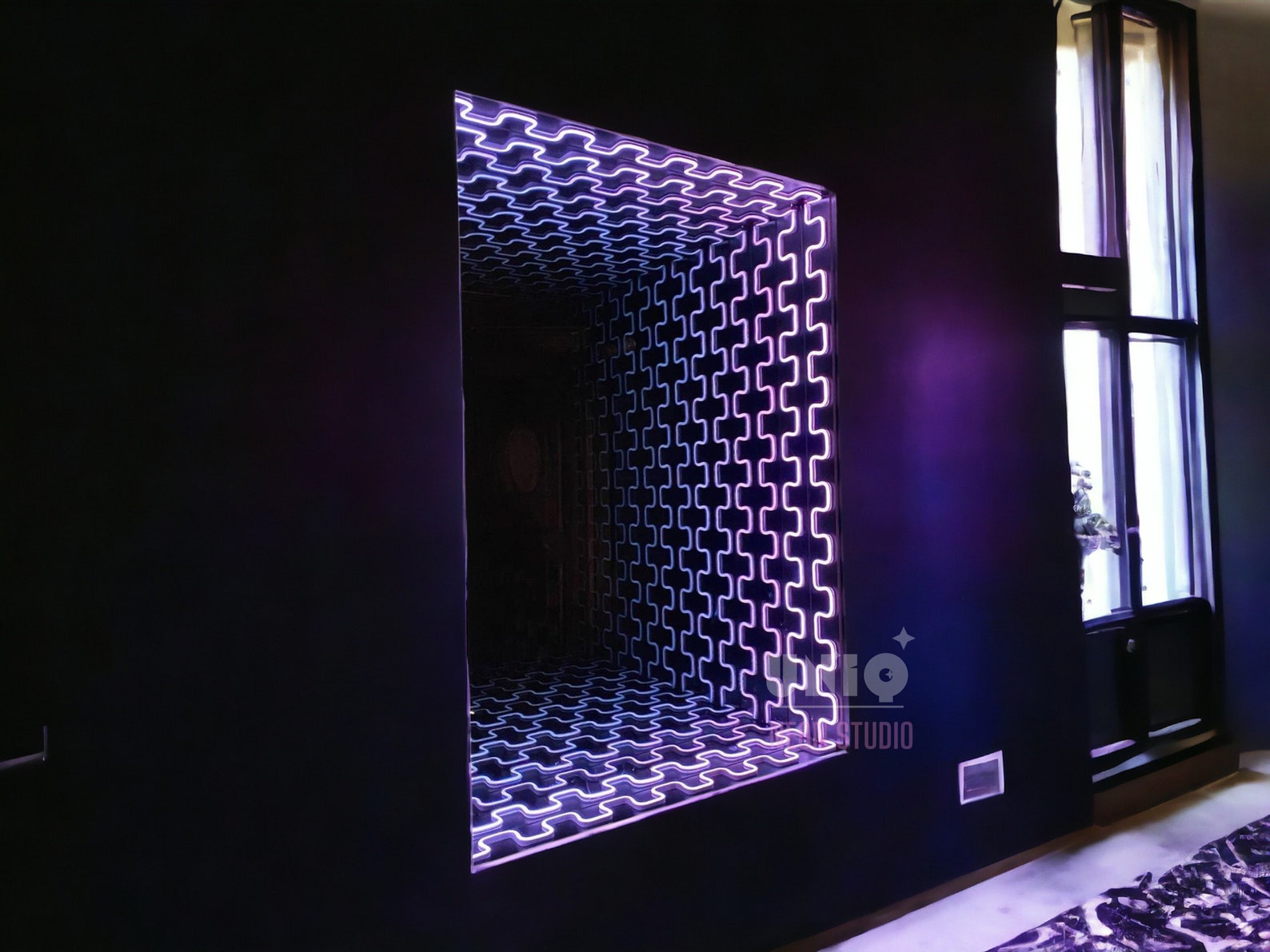Wavy Infinity Neon Mirror , Infinity Led Mirror , Custom Full Length ...