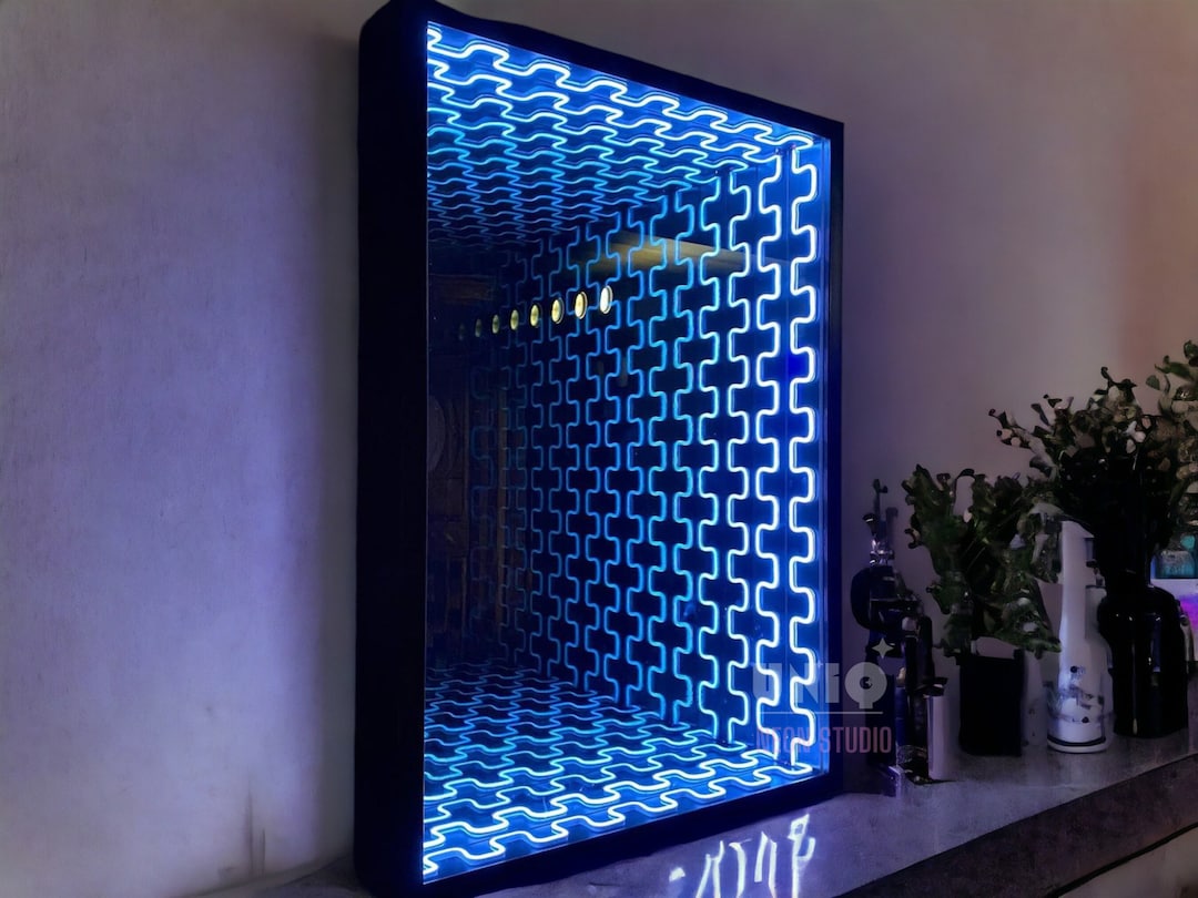 Wavy Infinity Neon Mirror , Infinity Led Mirror , Custom Full Length ...